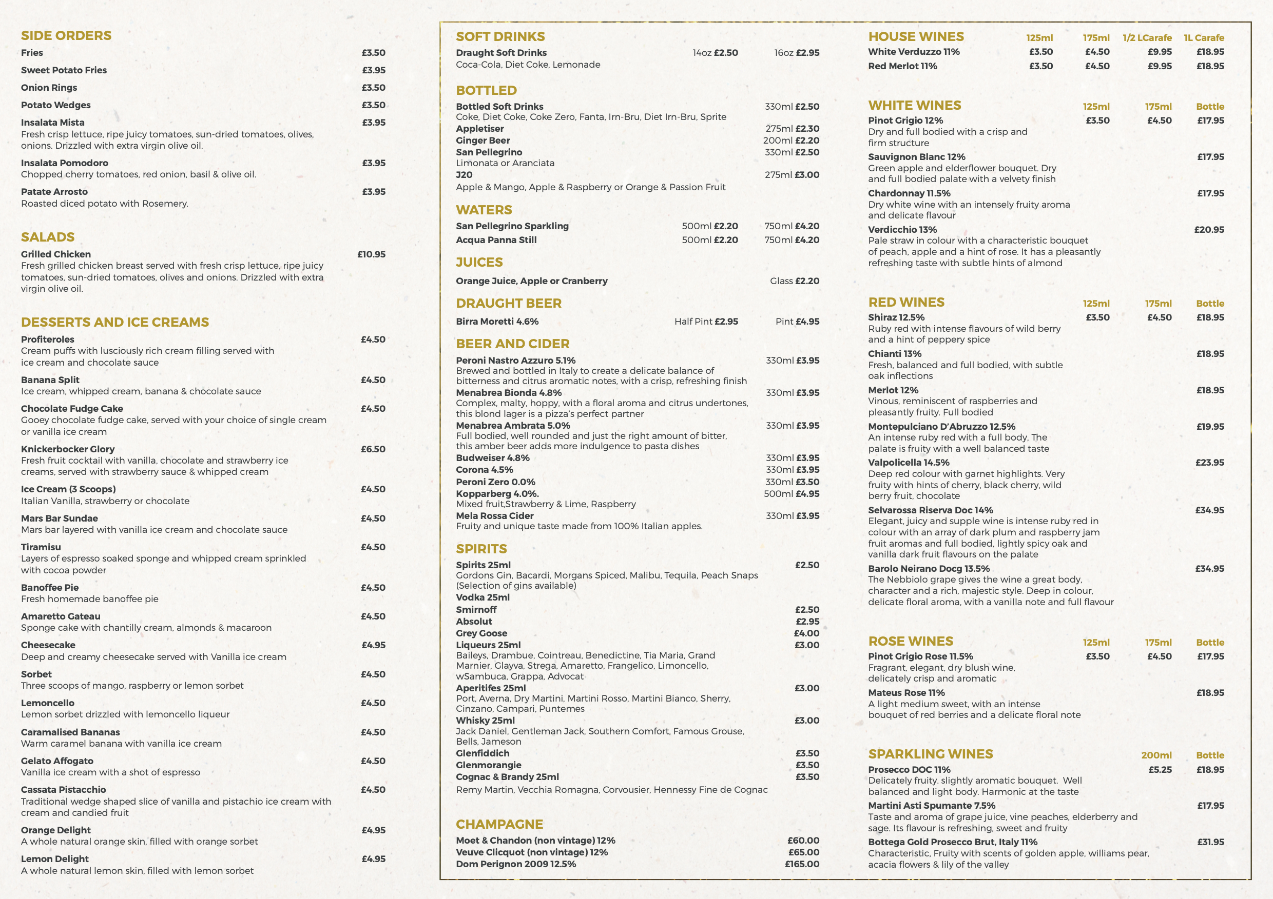 Menu | Caprice Restaurant