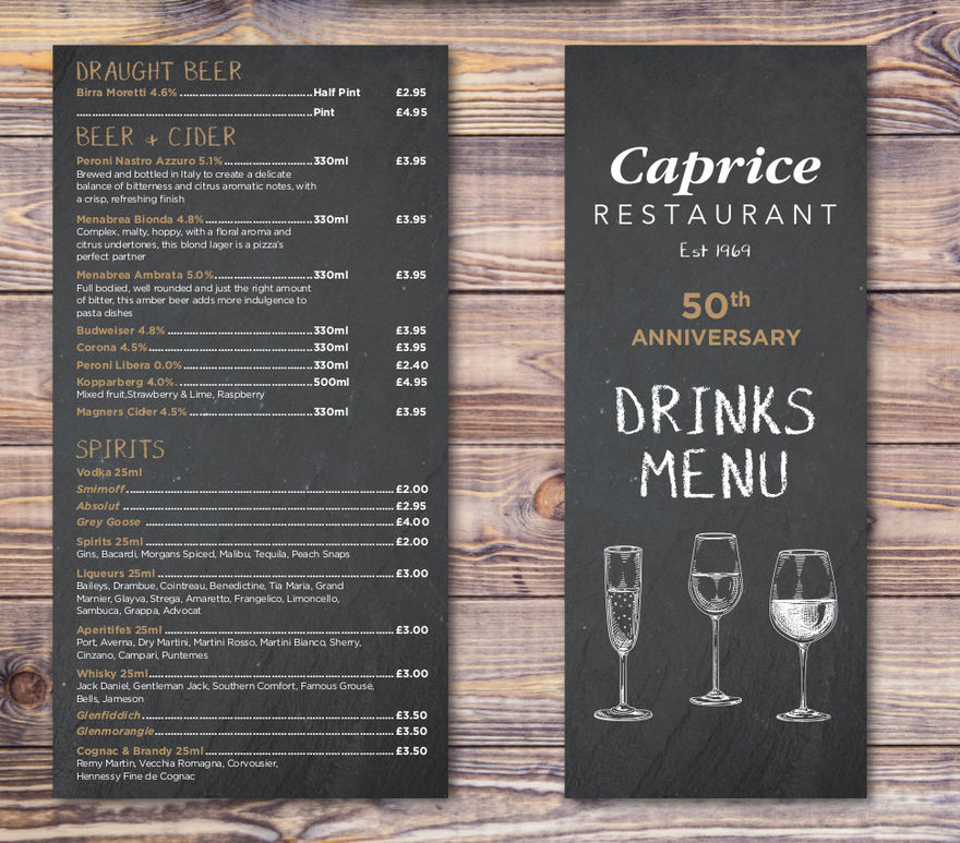 Menu | Caprice Restaurant