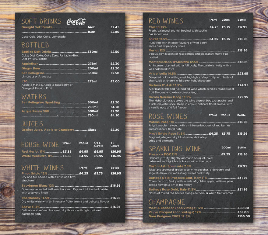 Menu | Caprice Restaurant