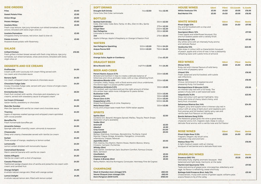 Menu | Caprice Restaurant