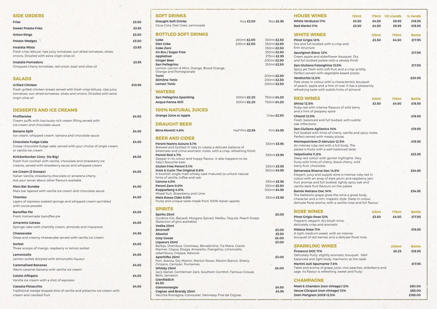 Menu | Caprice Restaurant