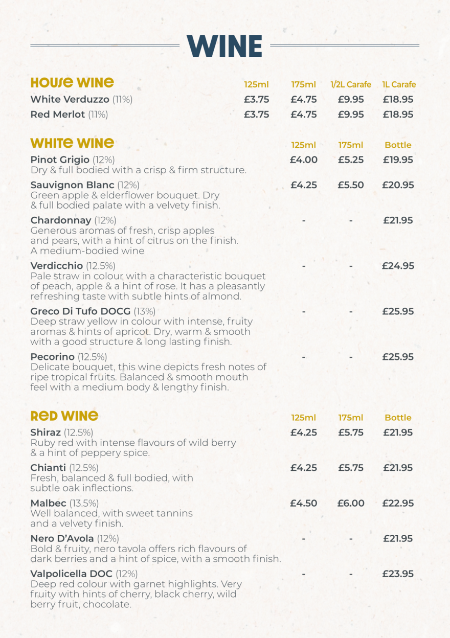 Menu | Caprice Restaurant