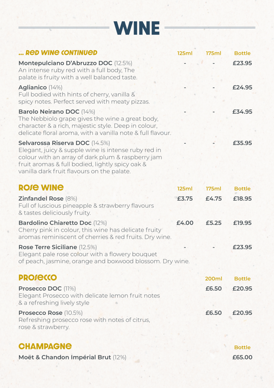 Menu | Caprice Restaurant